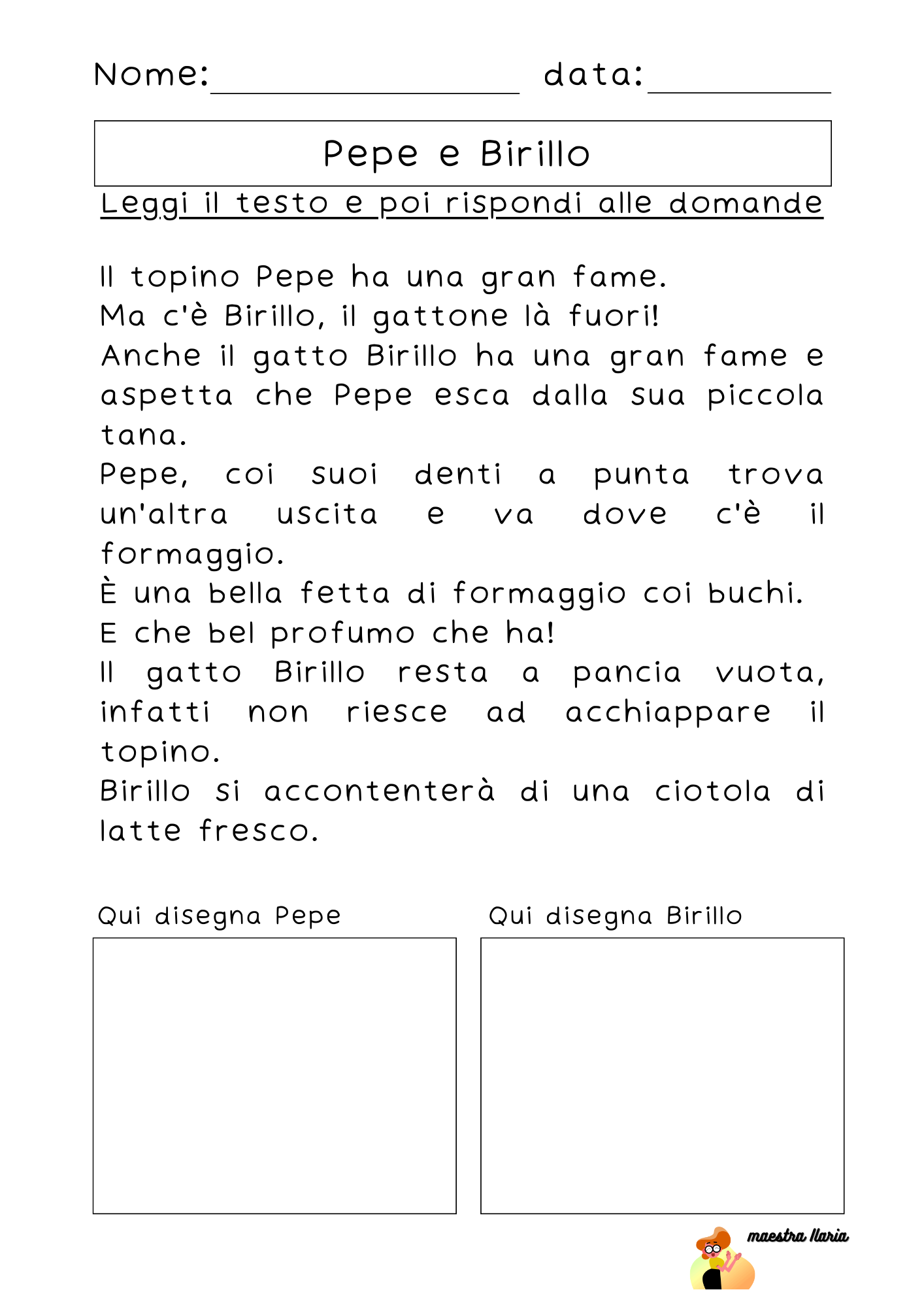 Verifiche di 2° quadrimestre - italiano classe 1^ - maestra Ilaria