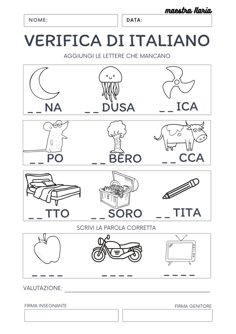 Verifiche in itinere - 1° quadrimestre - maestra Ilaria