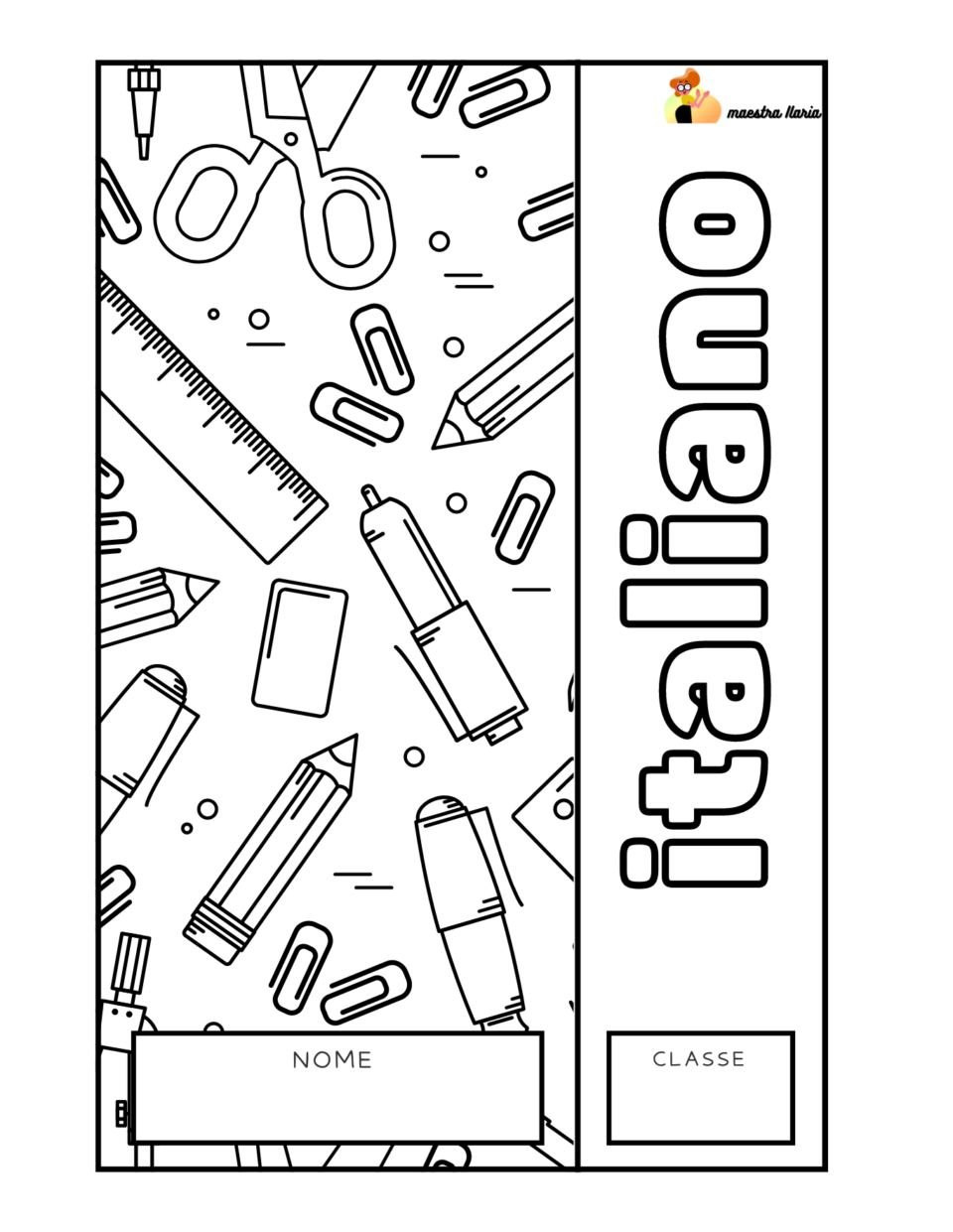 Copertine quaderno di italiano - maestra Ilaria