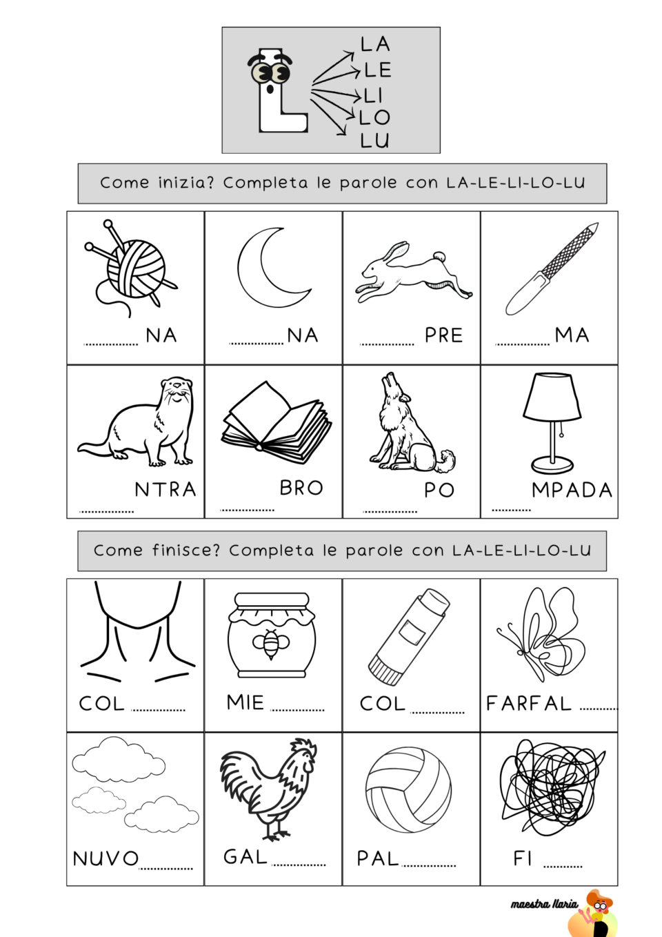 Prime parole - giochi e attività - maestra Ilaria