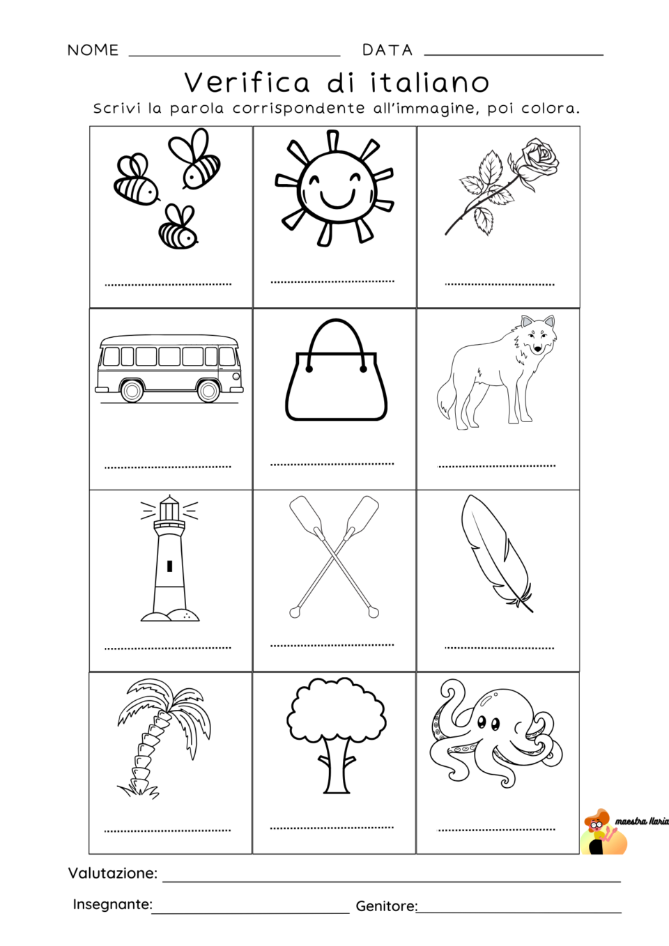 Prove di italiano fine 1° quadrimestre - maestra Ilaria