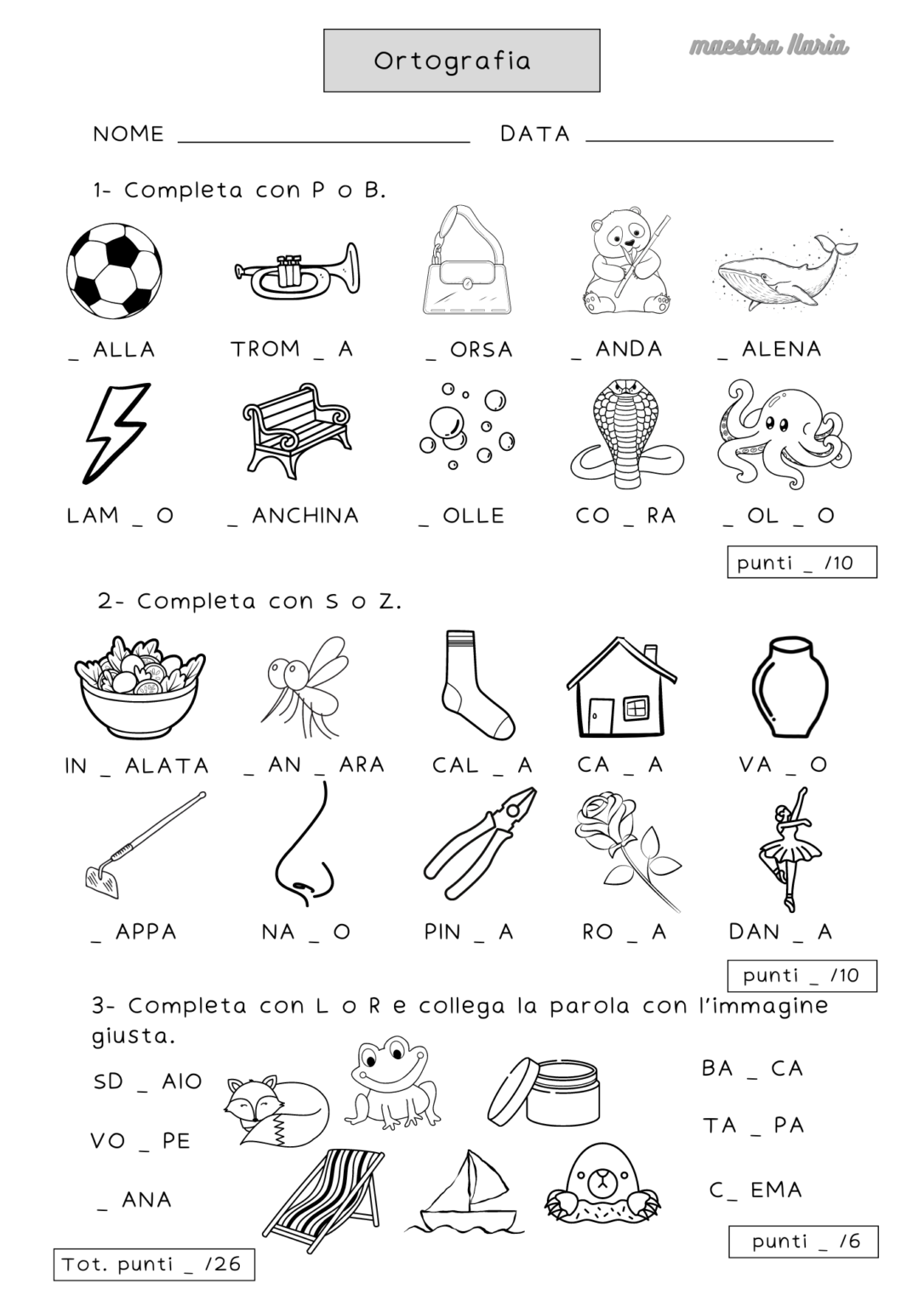 Prove d'ingresso - classe 2^ - maestra Ilaria