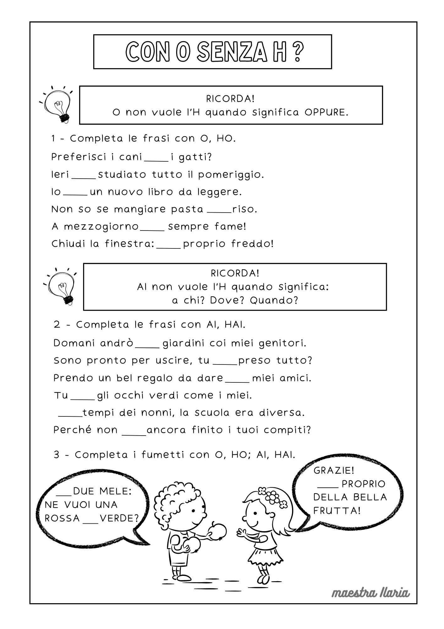 L'H nel verbo avere - maestra Ilaria