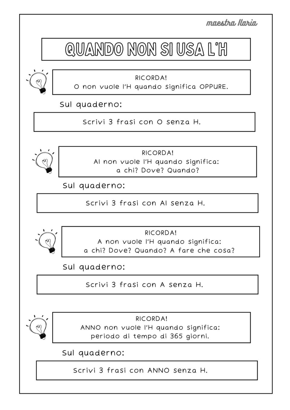 L'H nel verbo avere - maestra Ilaria