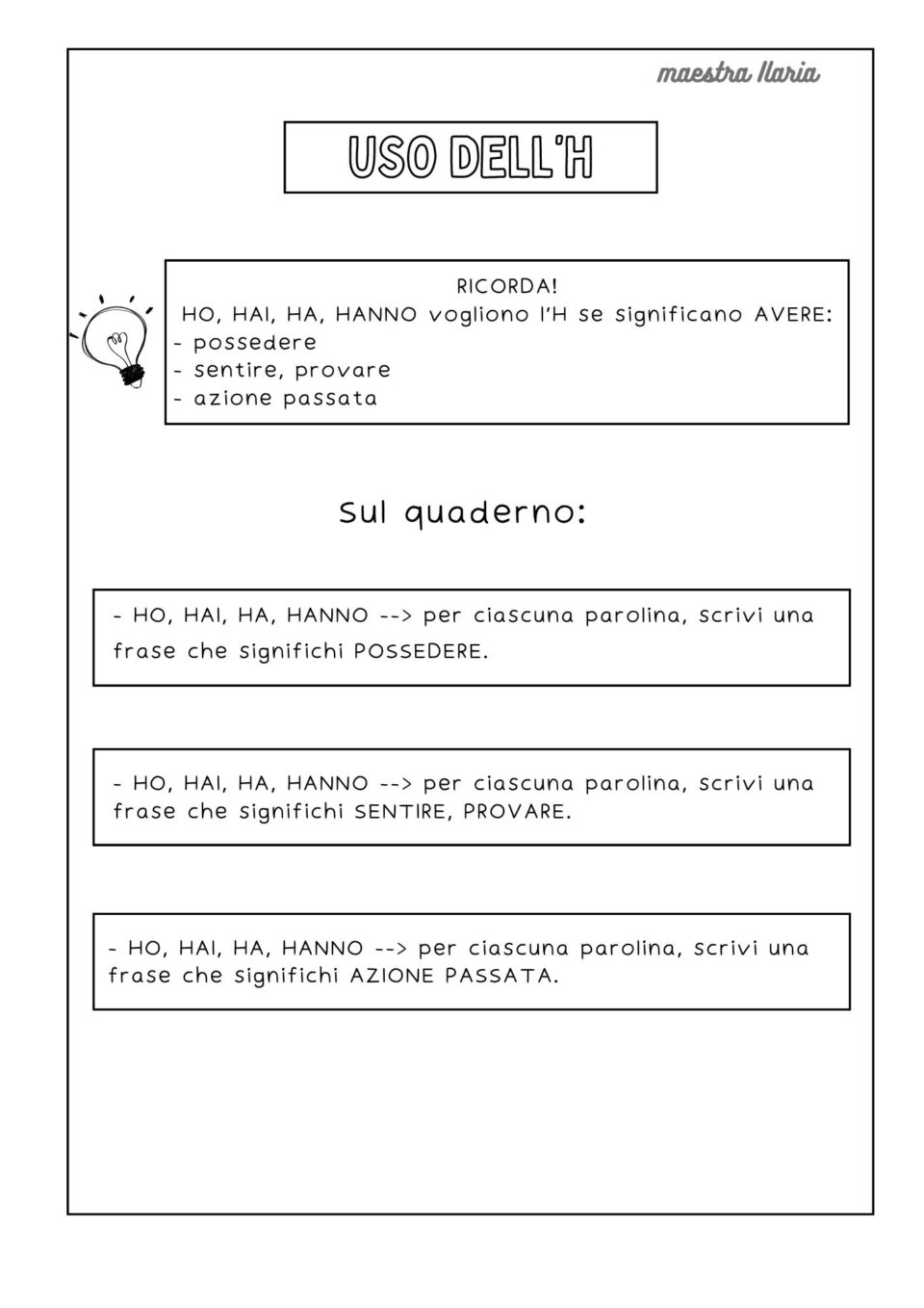 L'H nel verbo avere - maestra Ilaria