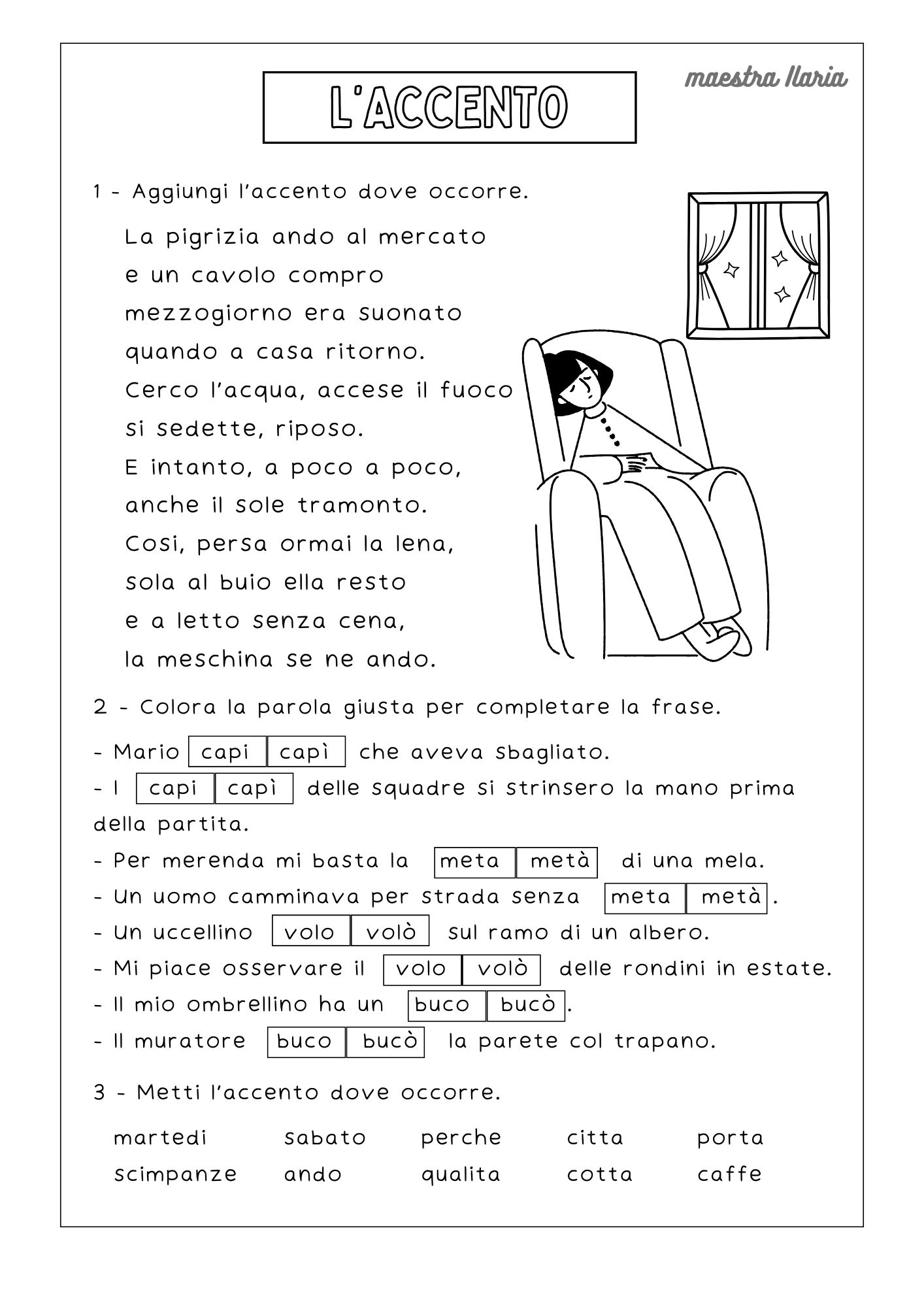 L'accento in 2^ - maestra Ilaria