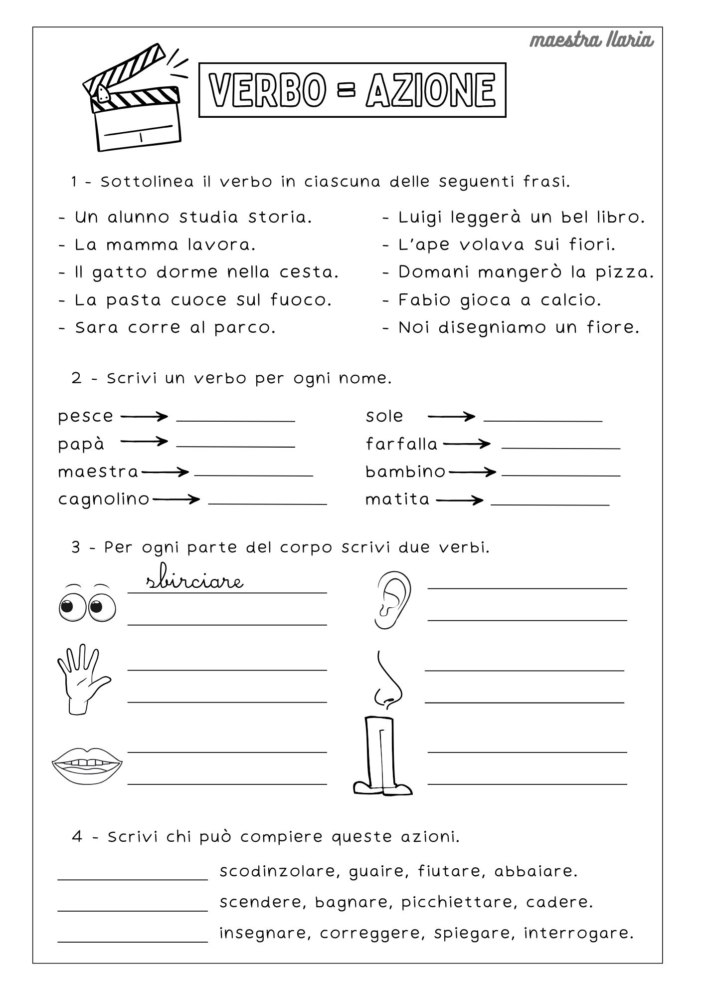 Il verbo in classe seconda - maestra Ilaria