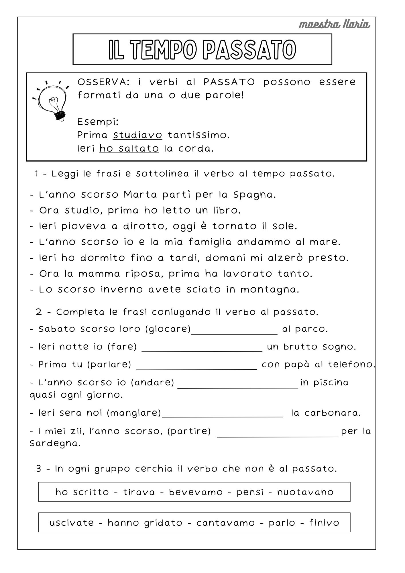 Il verbo in classe seconda - maestra Ilaria