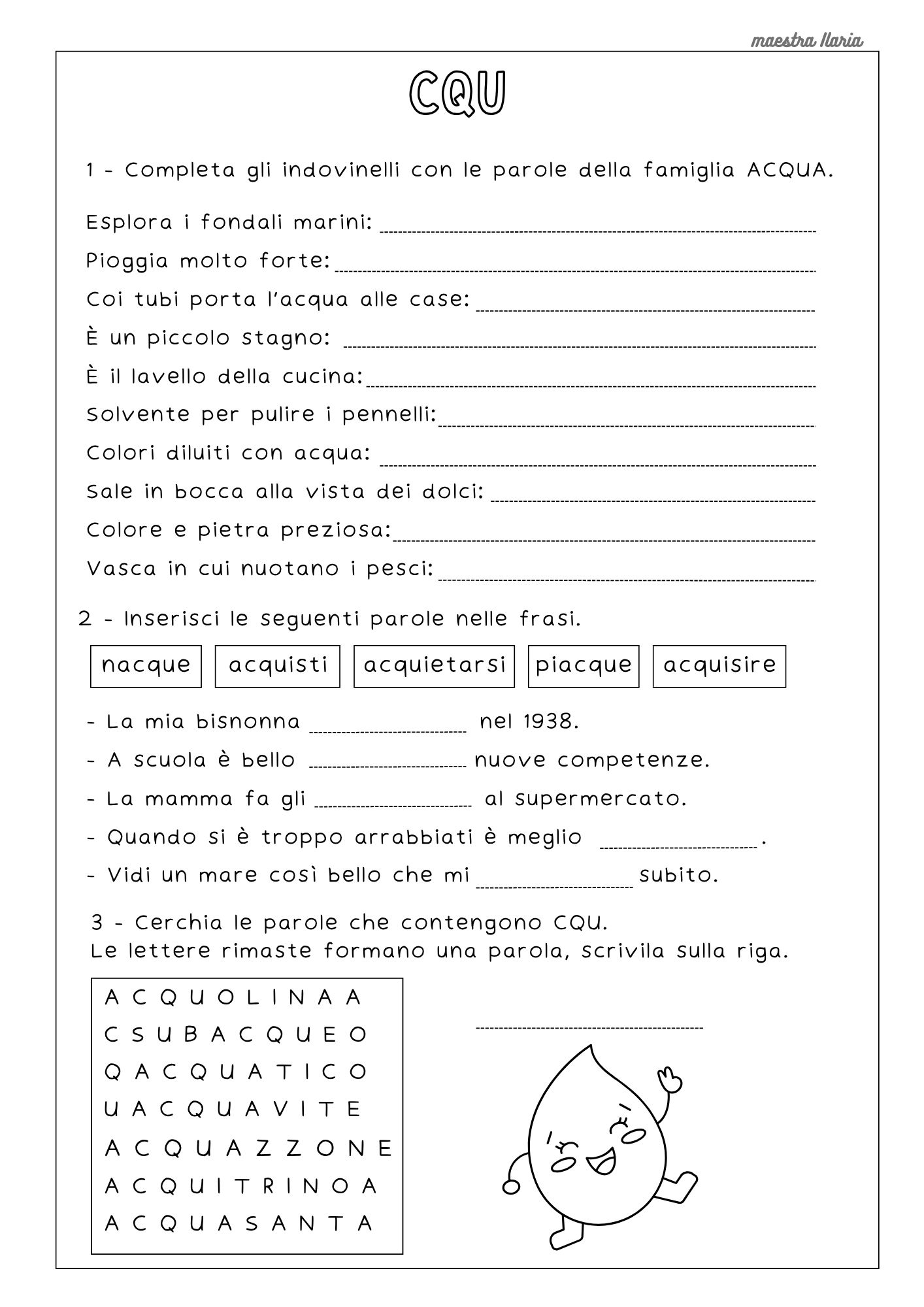 QU - CU - CQU classe 3^ - maestra Ilaria