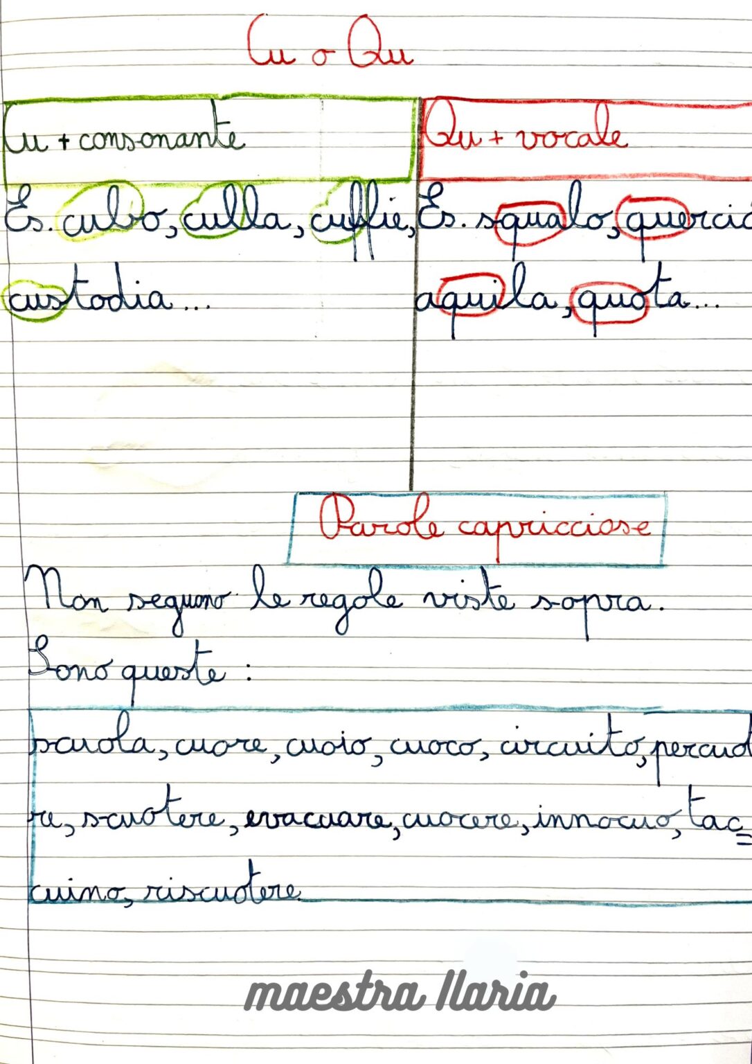 QU - CU - CQU classe 3^ - maestra Ilaria